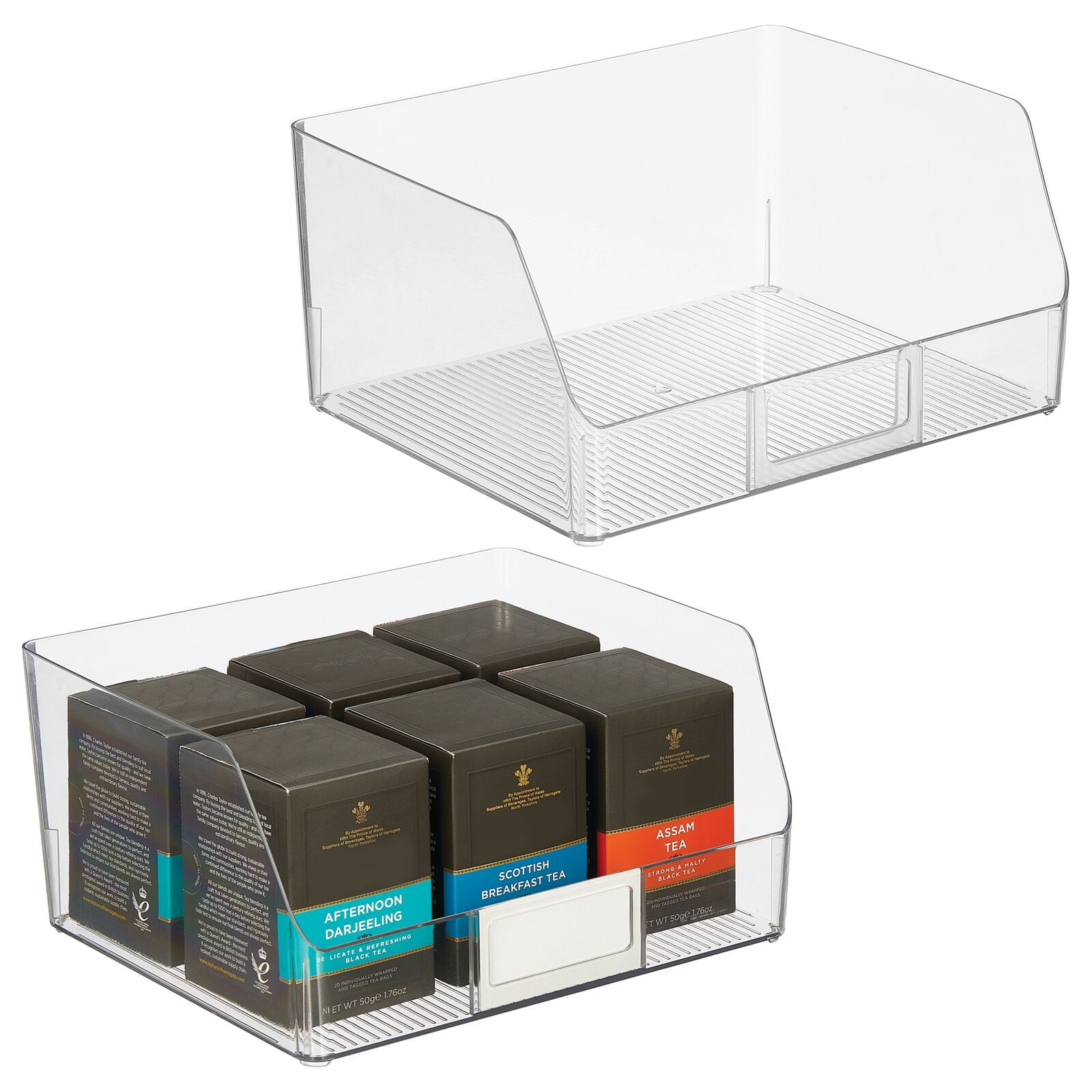 mDesign Wide Plastic Food Storage Bin, Label Holder - 12" Width - 2 ...