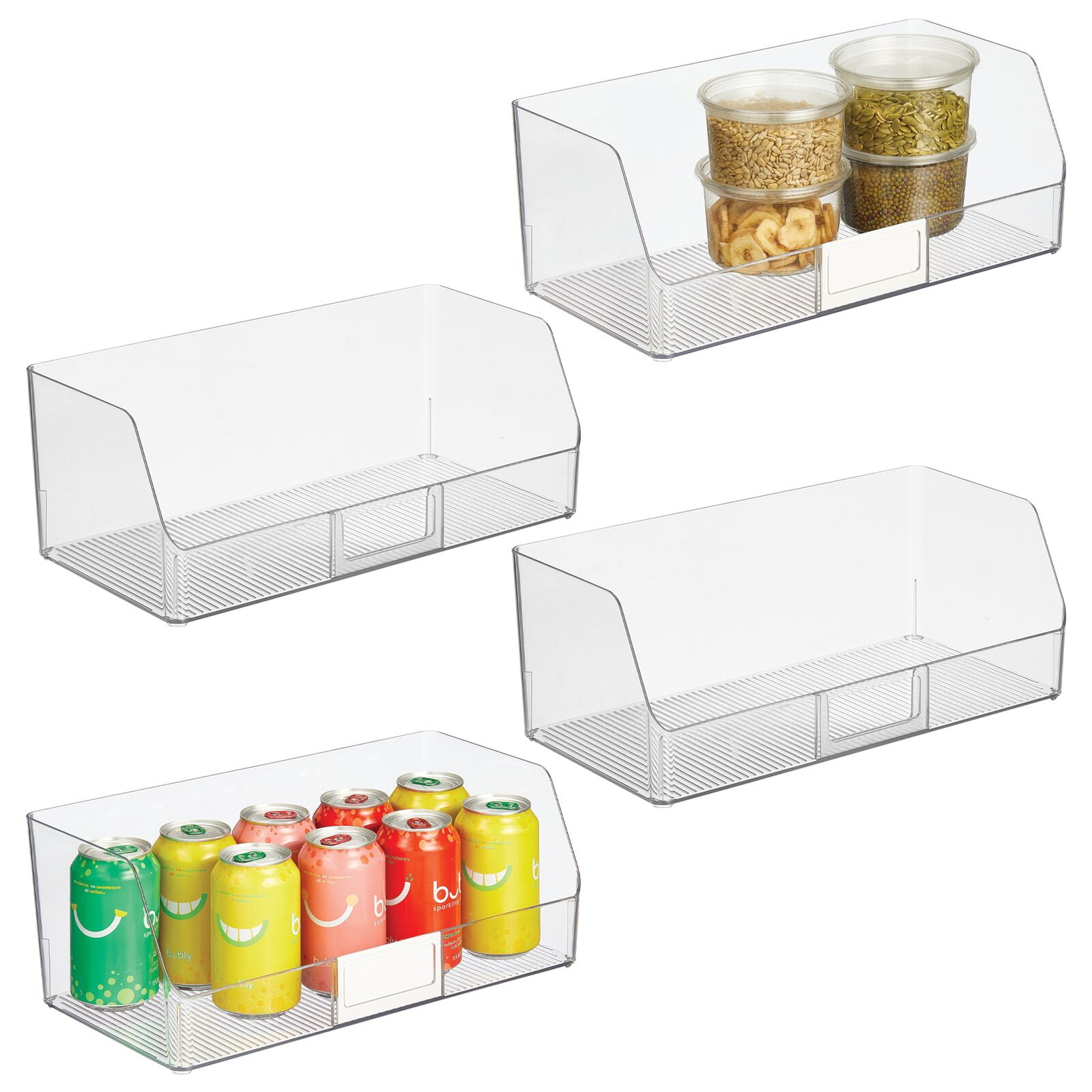 mDesign Wide Plastic Food Storage Bin, Label Holder, 5.38" Width, 4 ...
