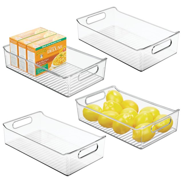 mDesign Wide Plastic Kitchen or Pantry Food Storage Organizer Bin, 4 ...