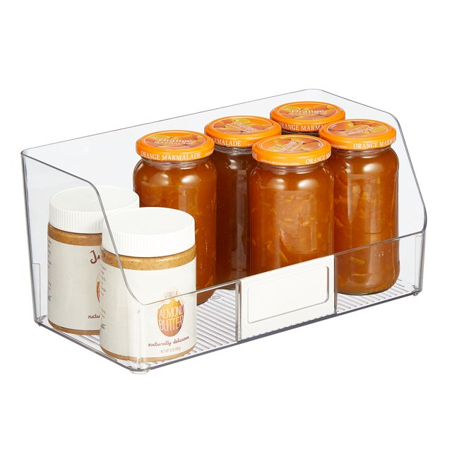 mDesign Wide Plastic Storage Bin, Label Holder - 12.5" Width - Clear ...