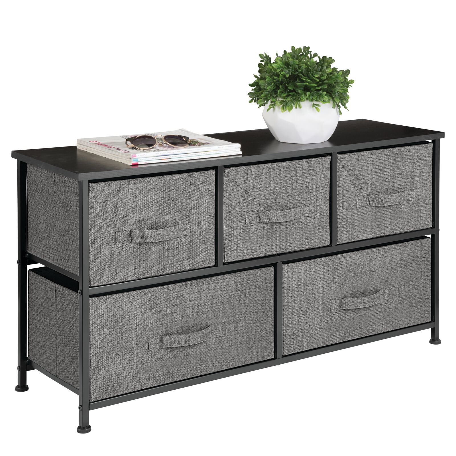 mDesign Large Capacity Storage Dresser, 5 Removable Fabric Drawers, for ...