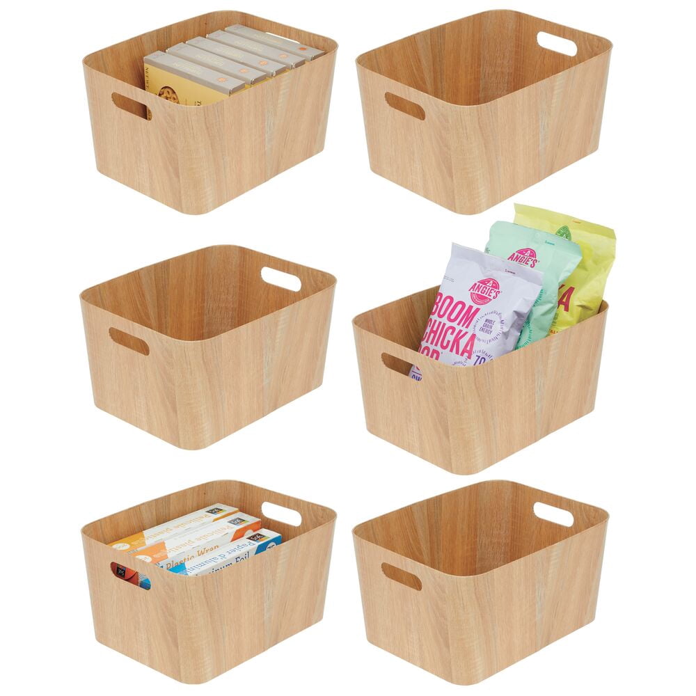mDesign Wooden Storage Containers, 16" Long Kitchen Organize Set, Bin ...