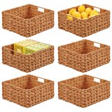 mDesign Set of 6 Plastic Woven Pantry Food & Snack Storage Baskets ...