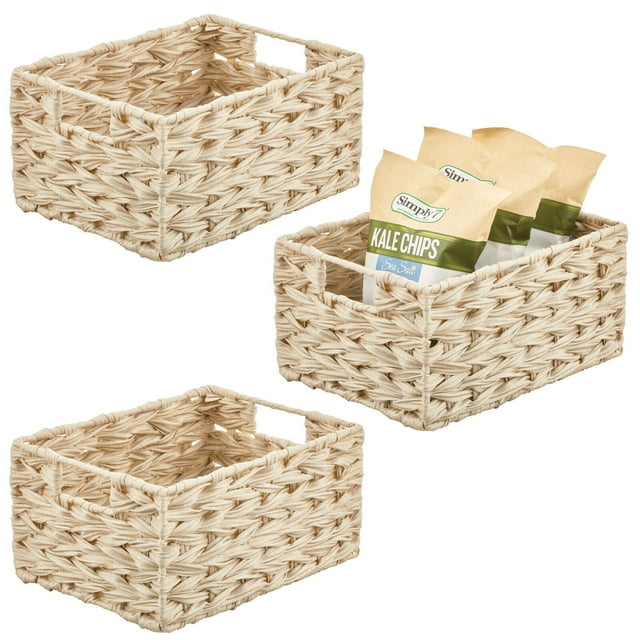 mDesign Woven Farmhouse Kitchen Pantry Storage Basket Box, 3 Pack ...