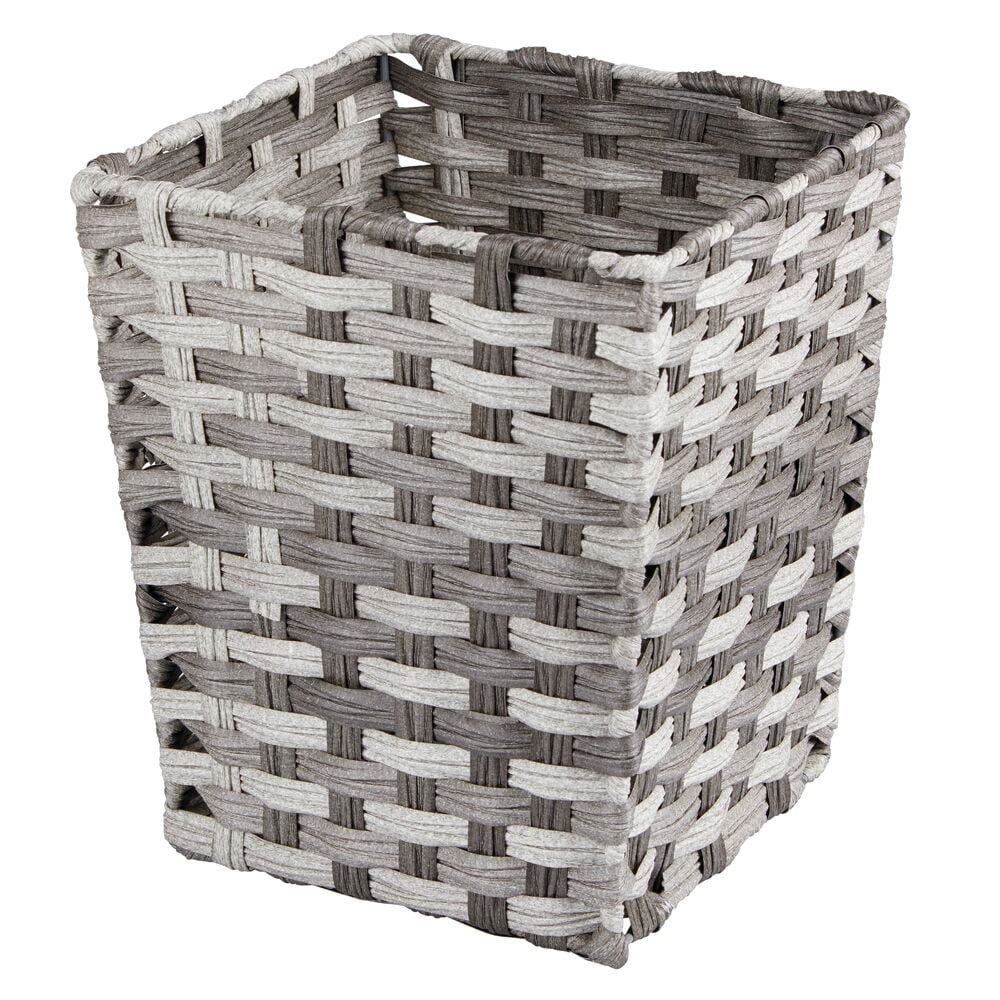 mDesign Woven Square Trash Can Wastebasket, Garbage Container Bin ...