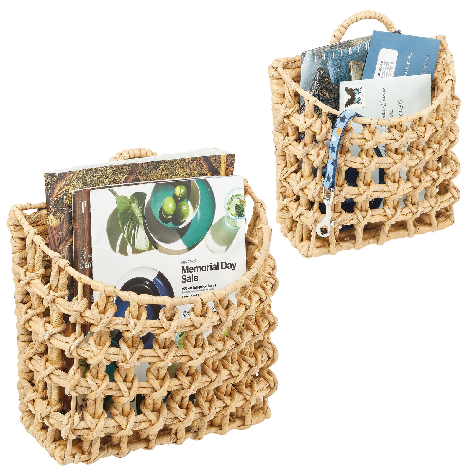 Woven Farmhouse Basket-Look Plastic Bag Dispenser for Kitchen - Natural ...