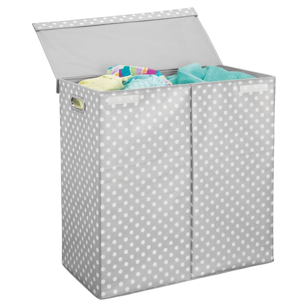 mDesign X-Large Double Hamper with Lid/Handles for Nursery, Gray/White ...