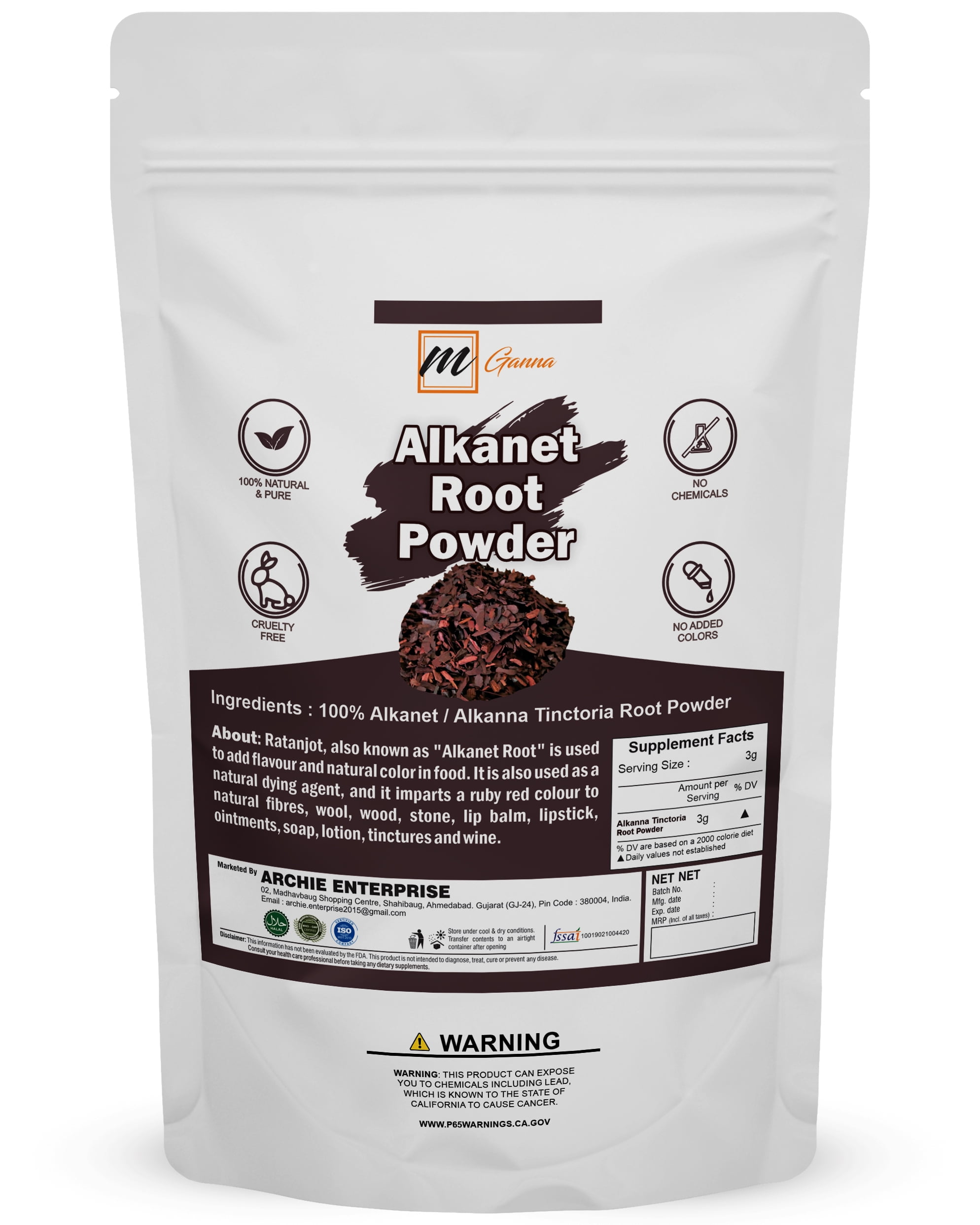 mGanna Alkanet Alkanna Tinctoria Root Powder 100% Natural Colorant for ...