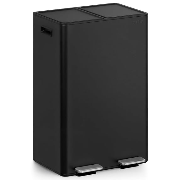 mVm 16 Gal Dual Trash Can, 2 x 8 Gal Black Stainless Steel Trash Can ...