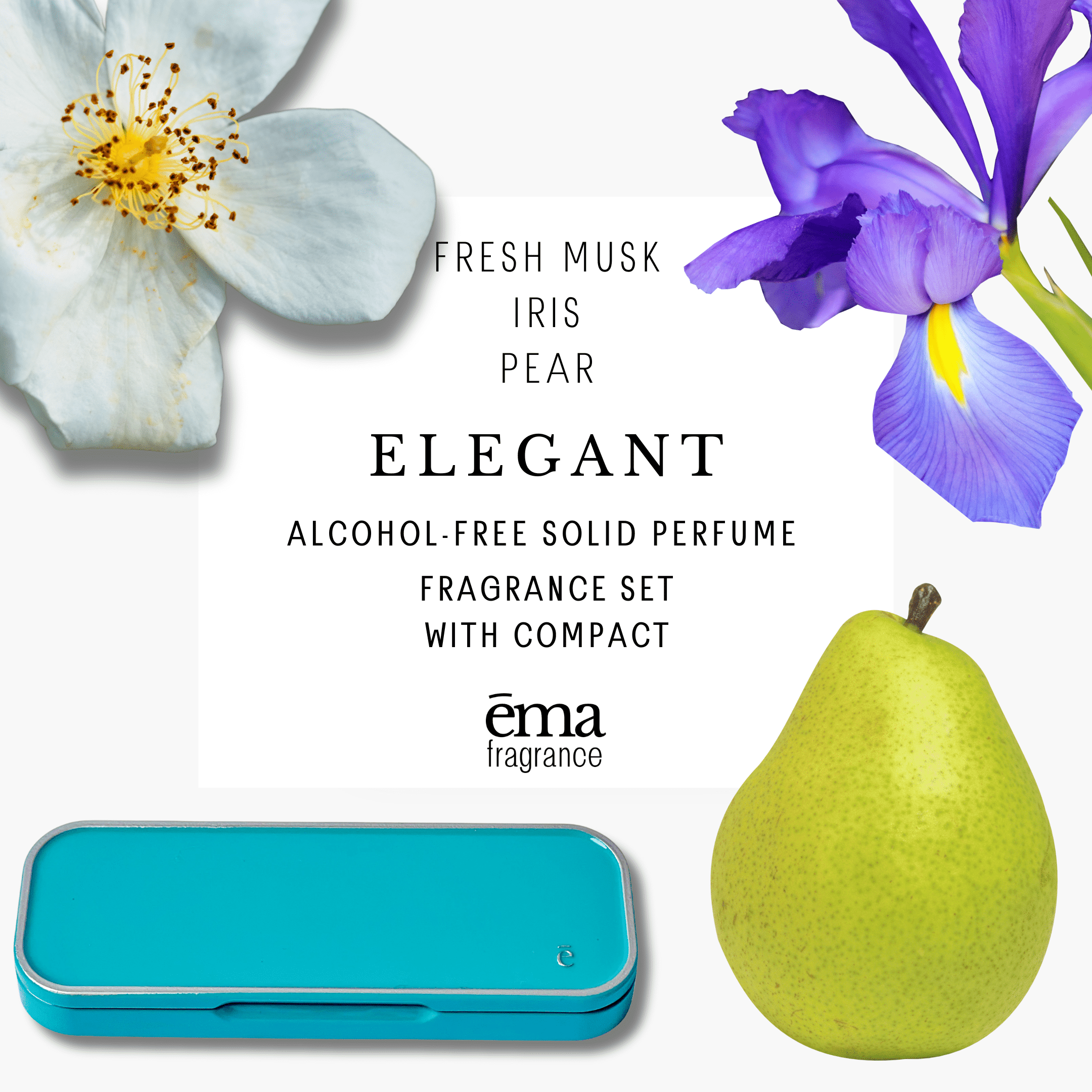 ēma fragrance Solid Perfume Set, 3 Fragrance Pods: Fresh Musk, Iris ...