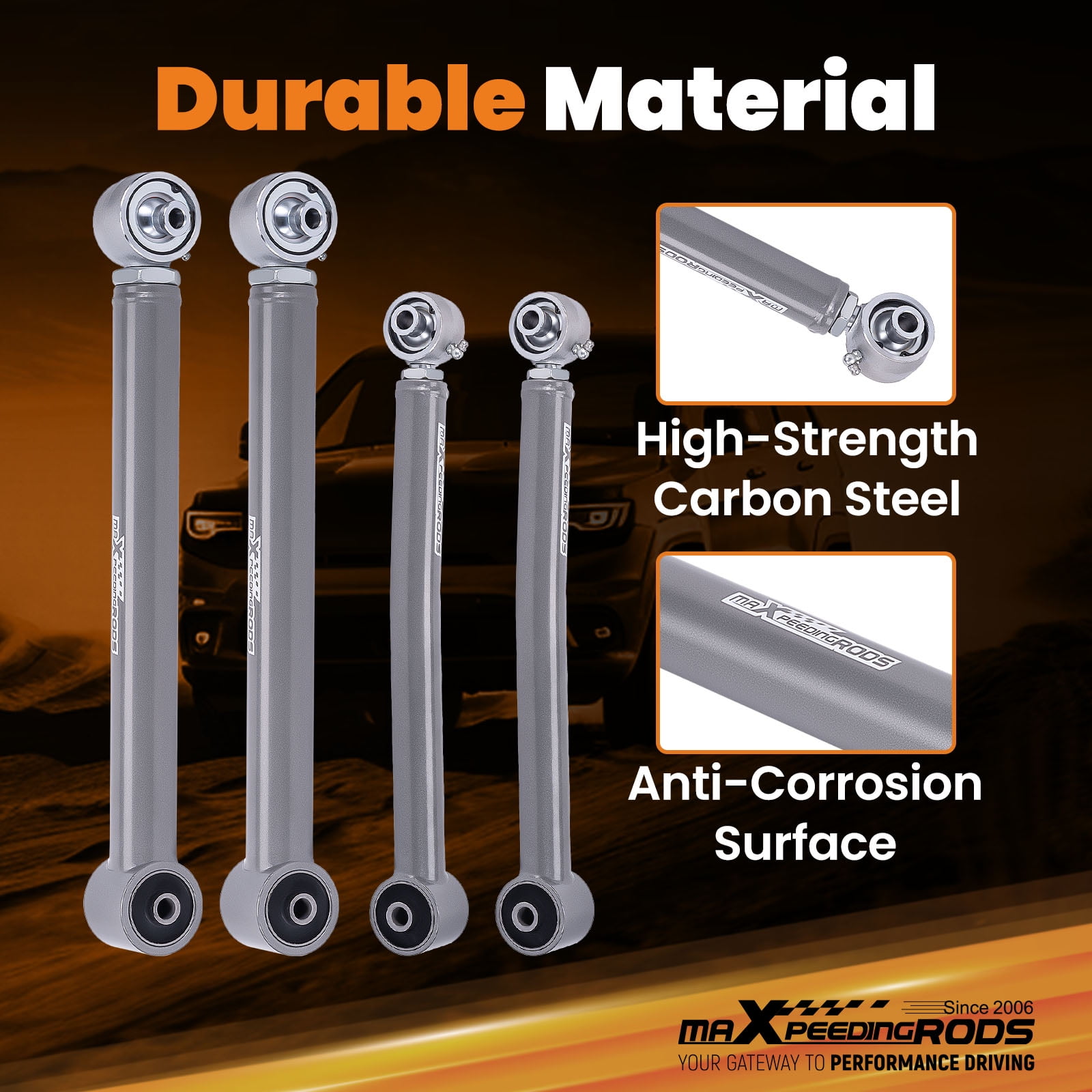 maXpeedingrods Adjustable 0-6" Lift Rear Upper Lower Control Arms for ...