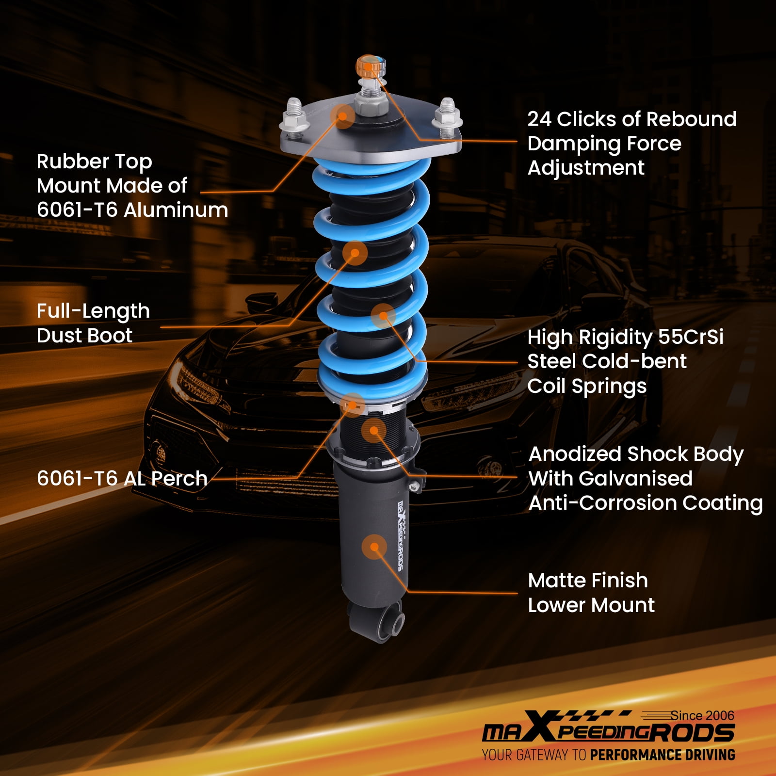 maXpeedingrods Coilover for Lexus SC430 2001-2010, 24 Levels Damper ...