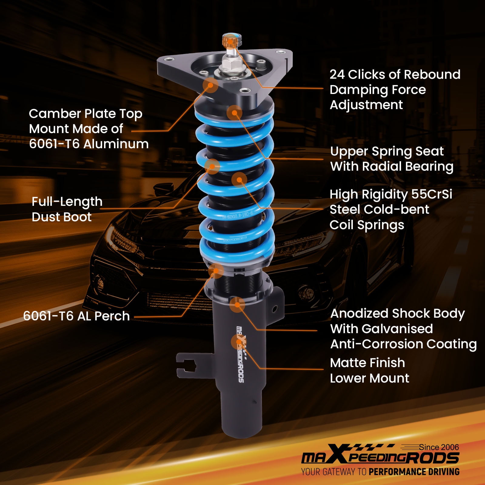 maXpeedingrods Coilover for Nissan Sentra B18 2020+, 24 Levels Damper ...