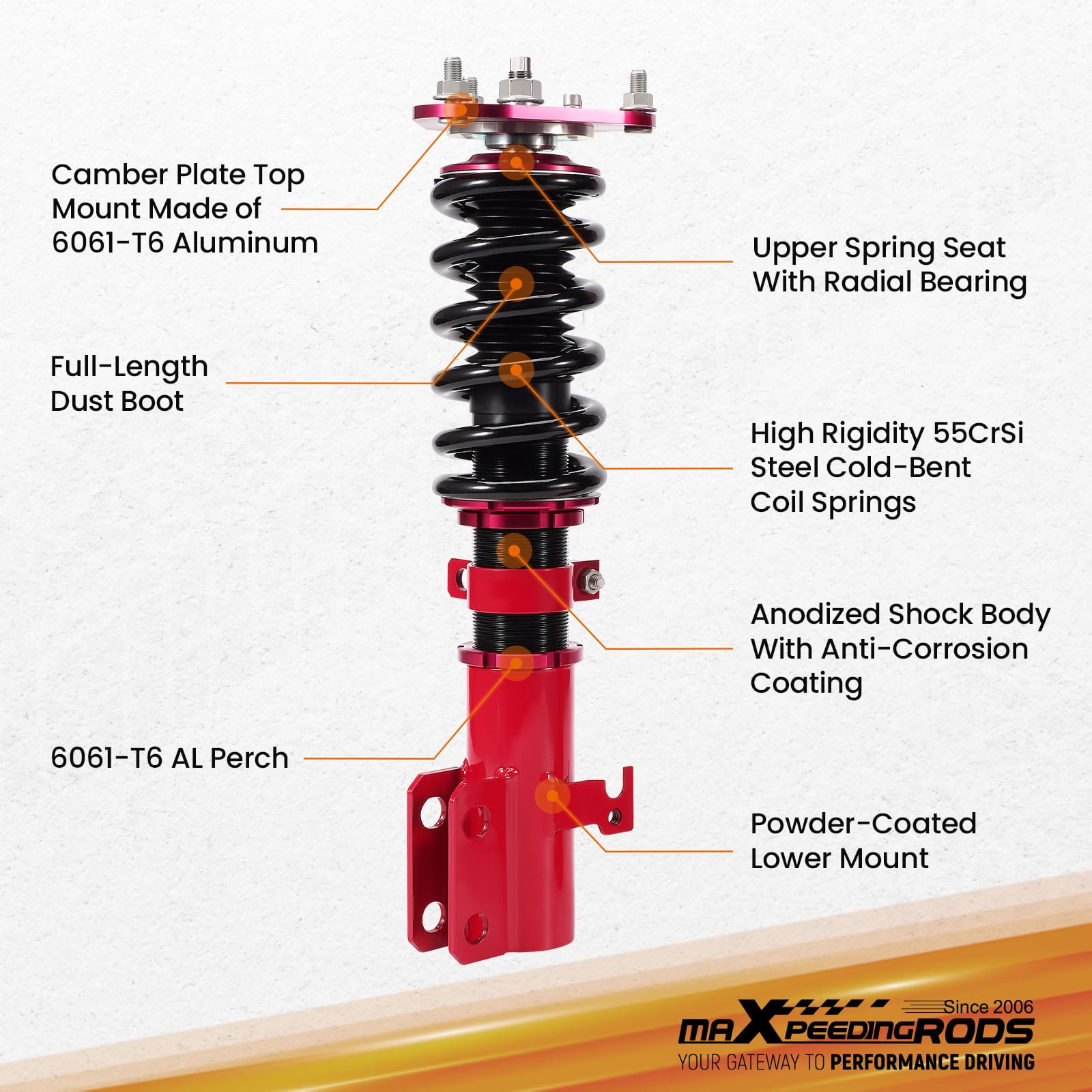 maXpeedingrods Coilovers for Toyota Corolla E130 2003-2008, for Toyota ...
