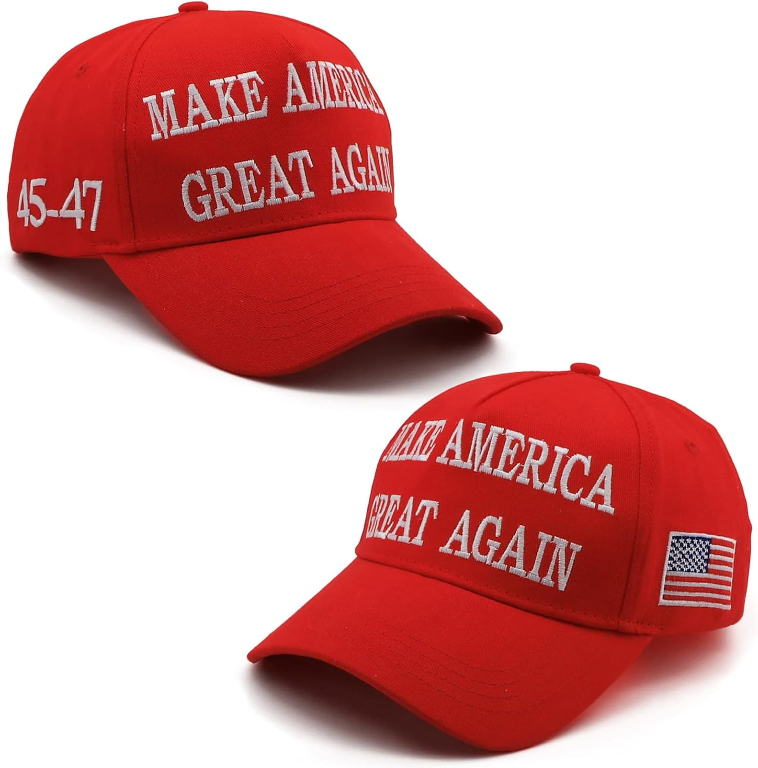MAGA Hat, 2PCS 45-47 Trump 2024 Hat Make America Great Again Slogan ...