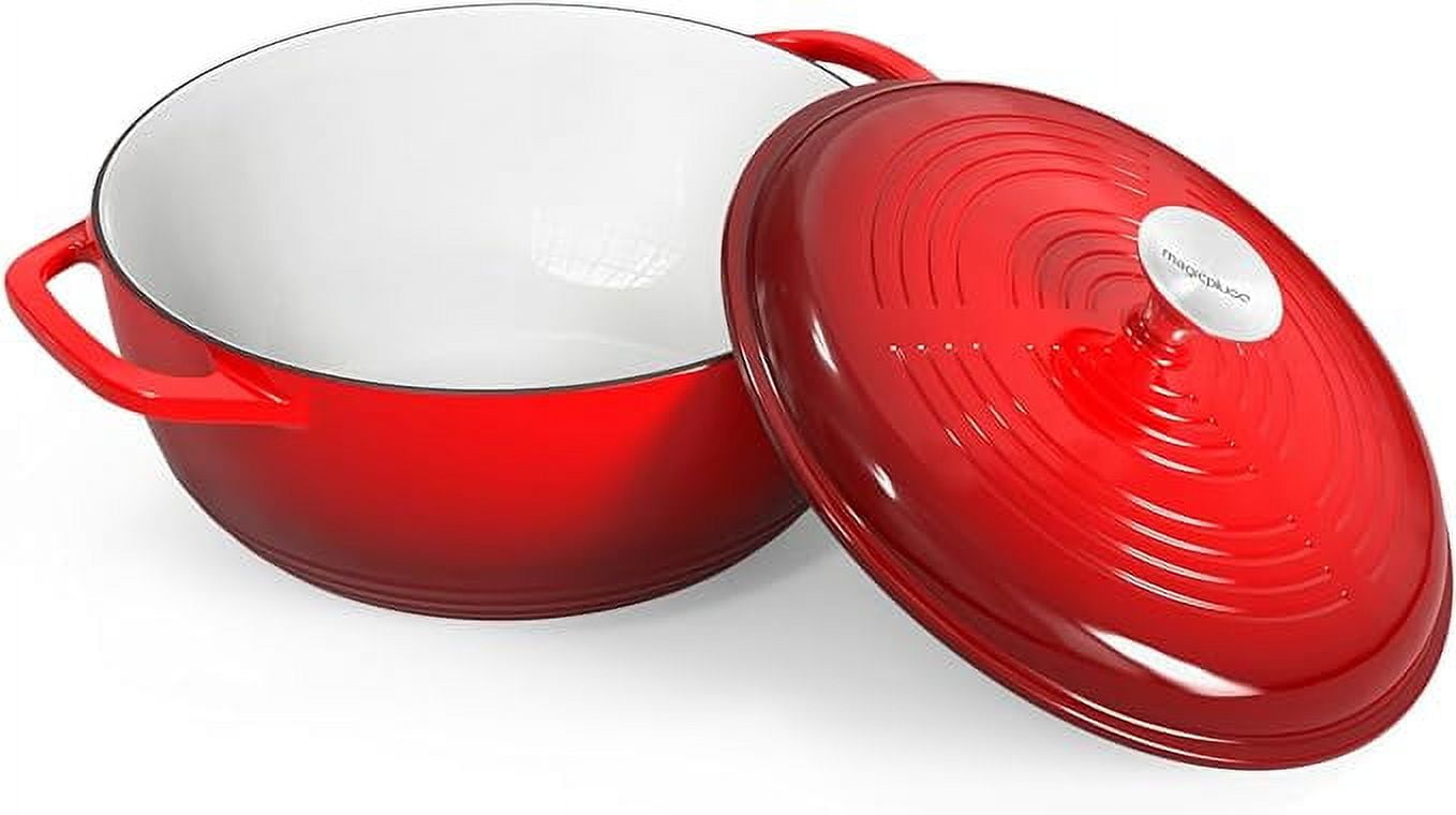 Magicplux 6 Quart Enameled Cast Iron Dutch Oven Pot with Lid, Red for ...