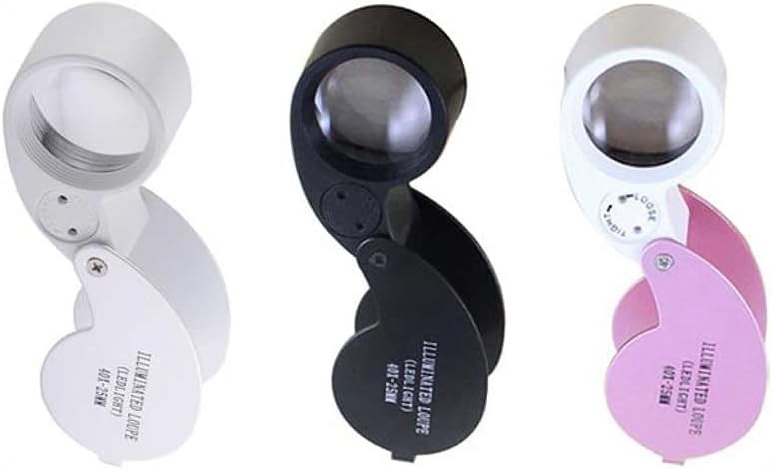magnifying glass40X Jewelers Loupe Foldable Magnifier with LED Light ...