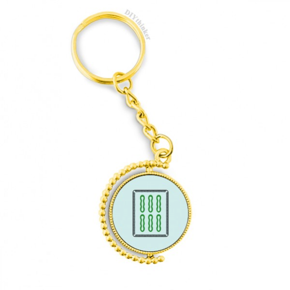 mahjong bar 6 tiles pattern metal connector key chain accessory en ...