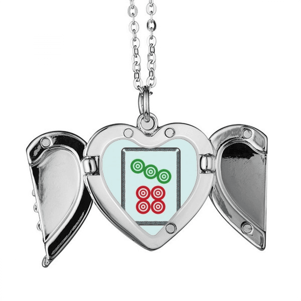 mahjong dots 7 tile pattern angel wings necklpendant fashion - Walmart.com