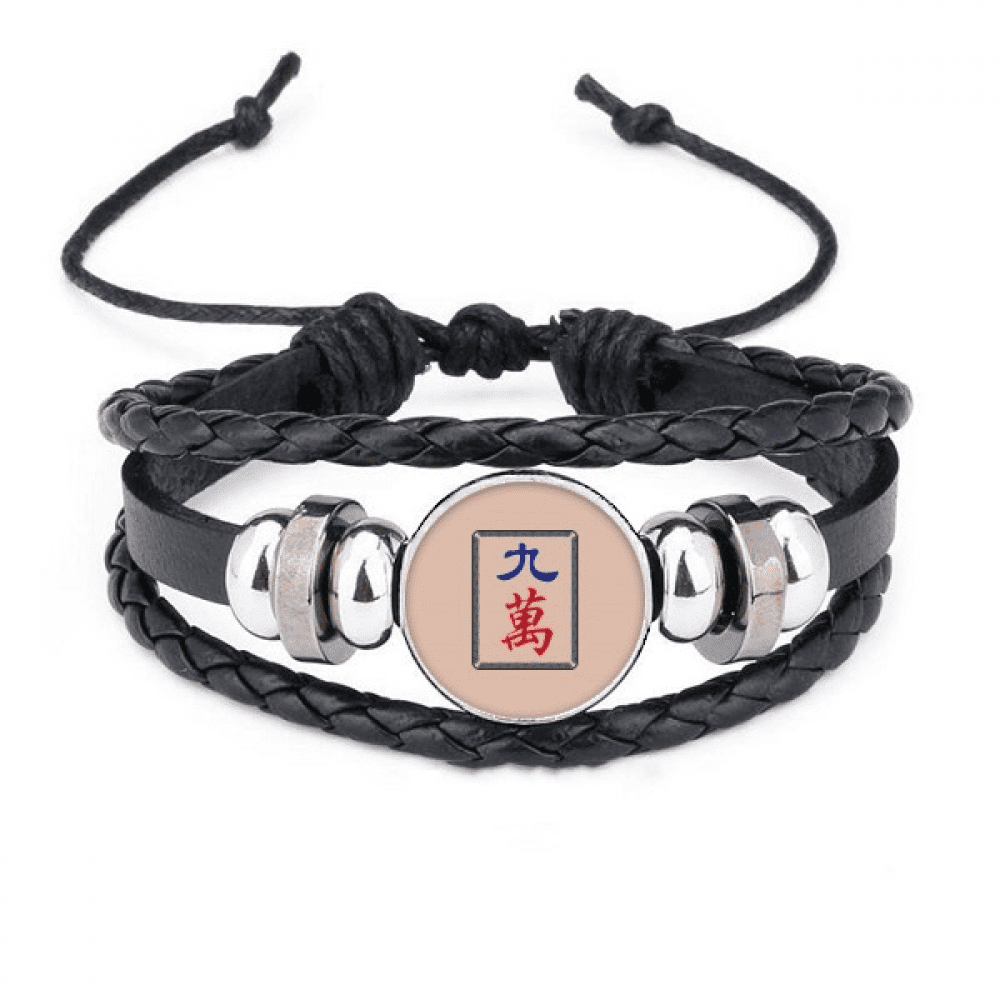 mahjong million 9 tiles pattern bracelet braided leather woven ...
