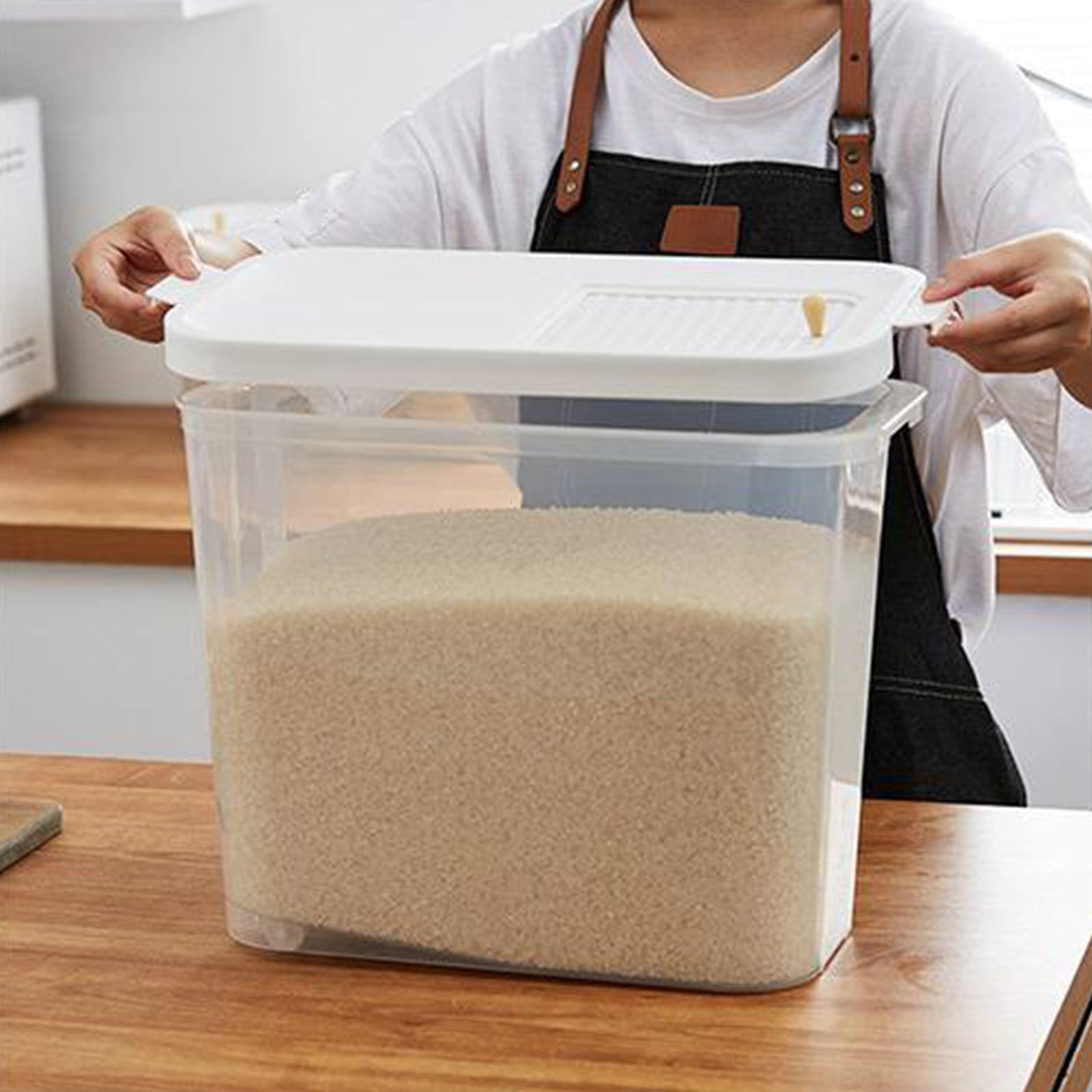 maho Push Pull Rice Bucket Food Grade Rice Storage Box Pulley Measuring ...