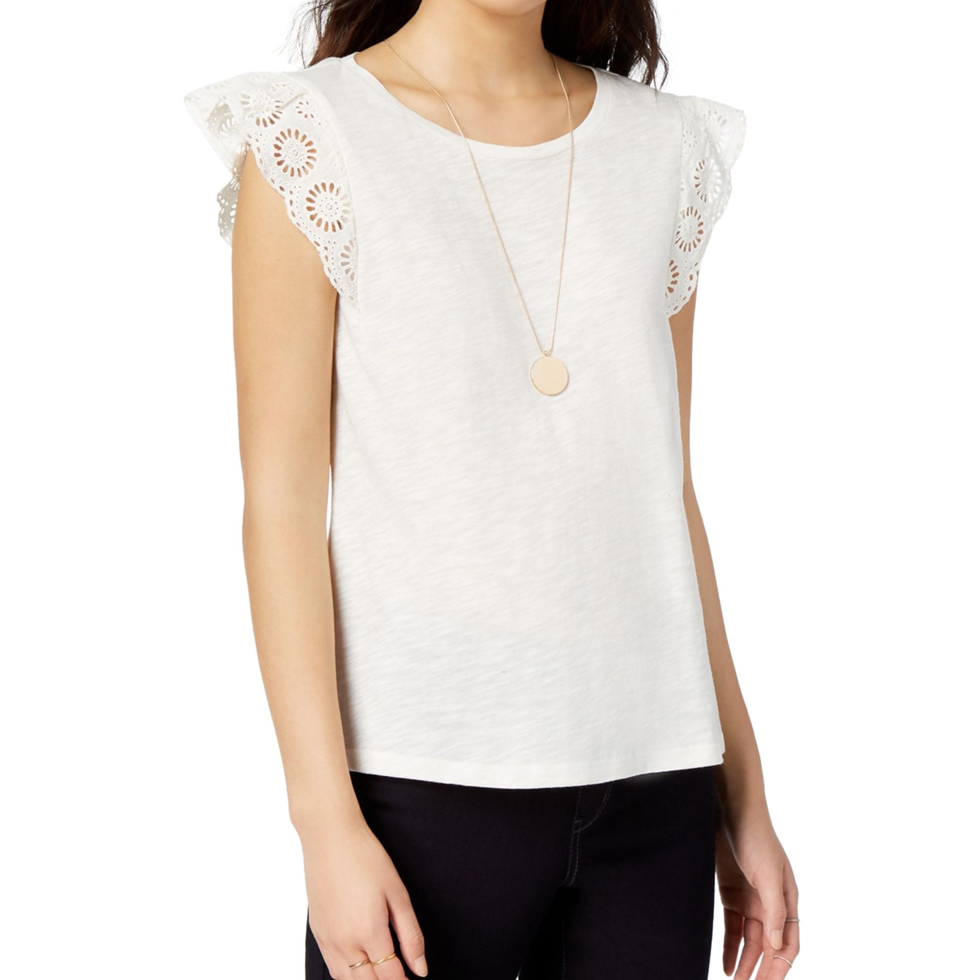 maison Jules Womens Flutter Sleeve Knit Blouse, Off-White, XX-Large - Walmart.com