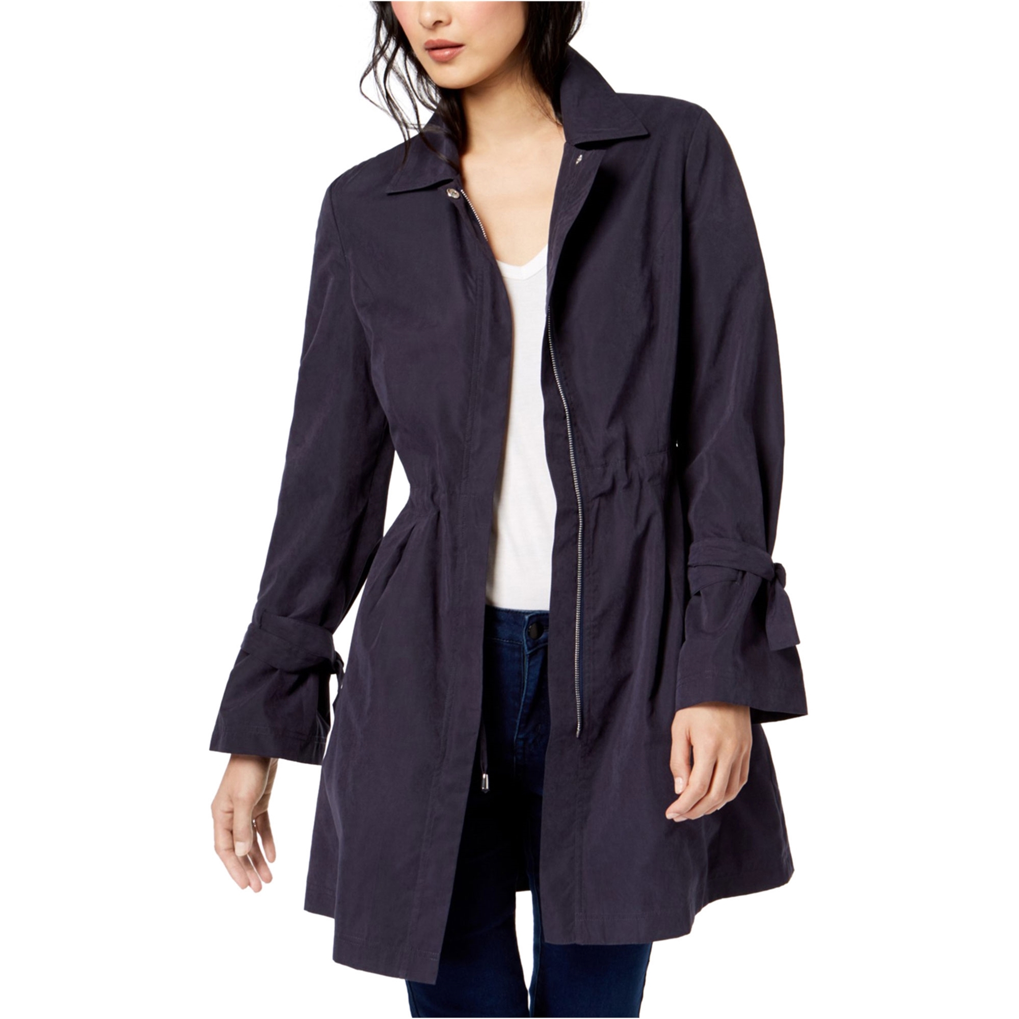 maison Jules Womens Tie Sleeve Trench Coat, Blue, X-Small - Walmart.com