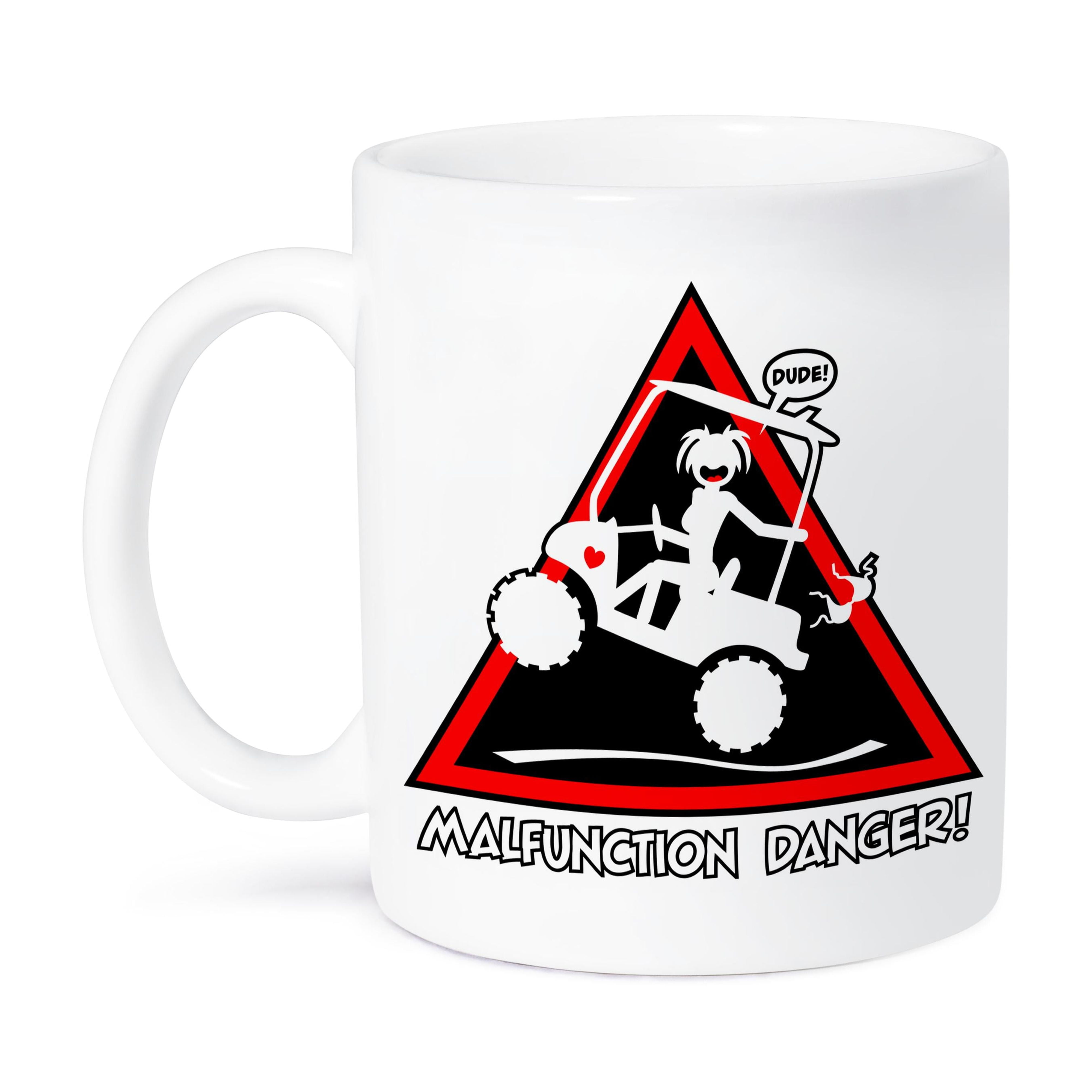 3dRose, malfunction danger sign, stickgirl and a golf cart experiencing ...