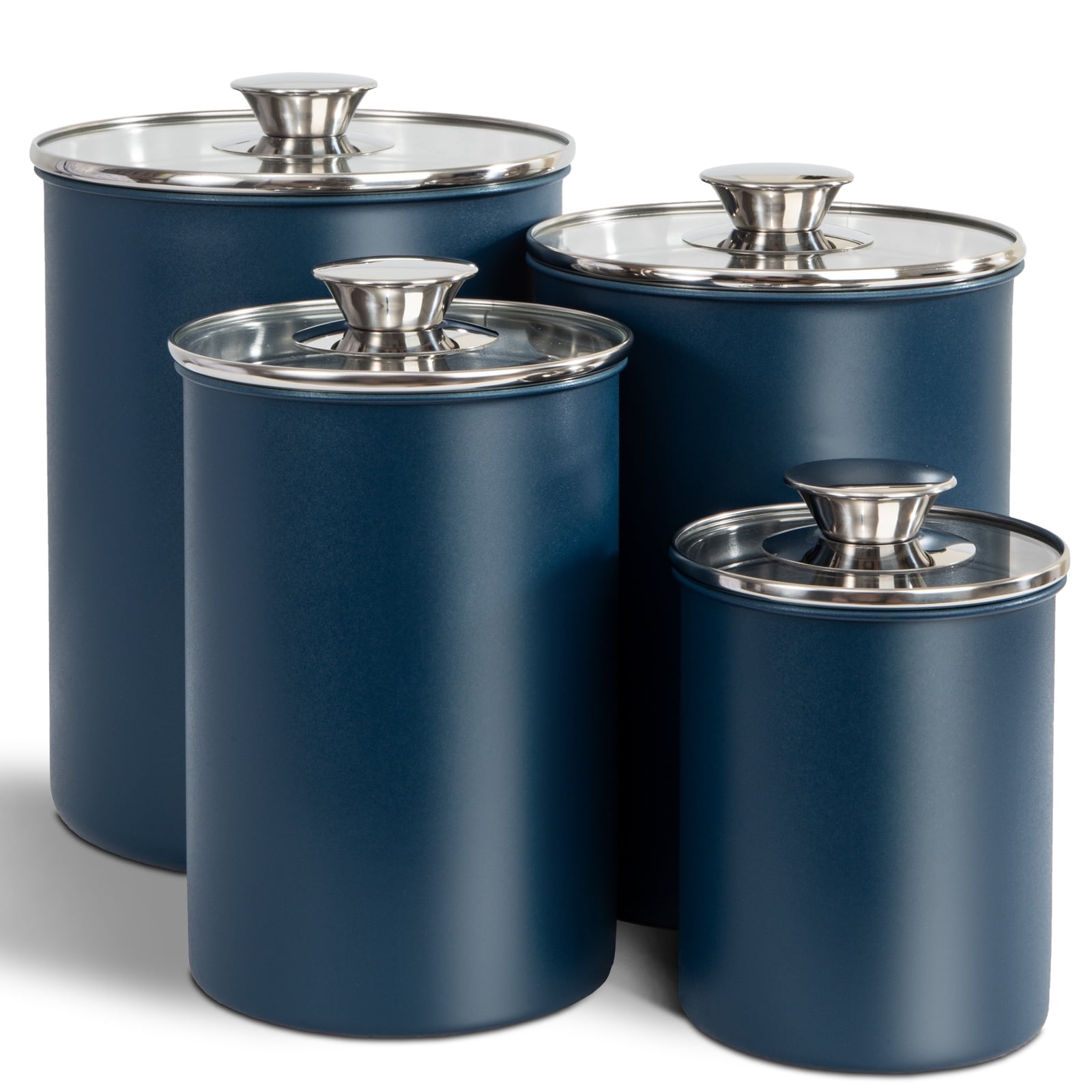Free Shipping! Malmo Stainless Steel Food Canister Set of 4 with Glass Lids, 16oz to 132oz ...