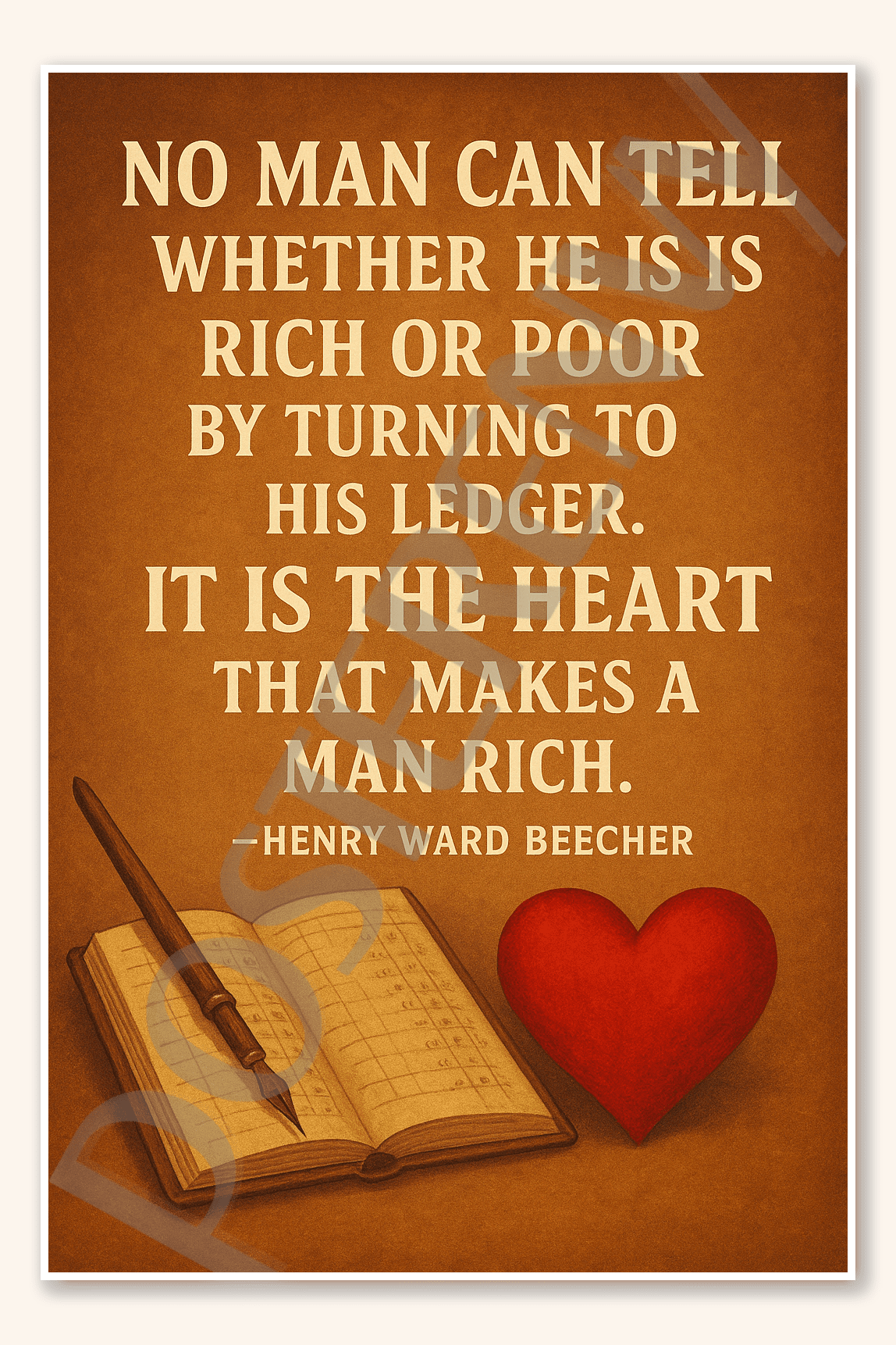 No man can tell whether he is rich or poor by turning to his ledger. It is the heart that makes ...