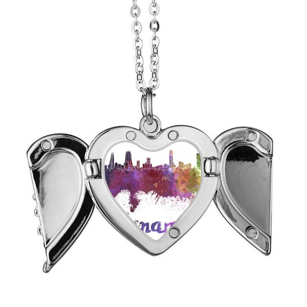 manama bahrain city watercolor angel wings necklpendant fashion ...