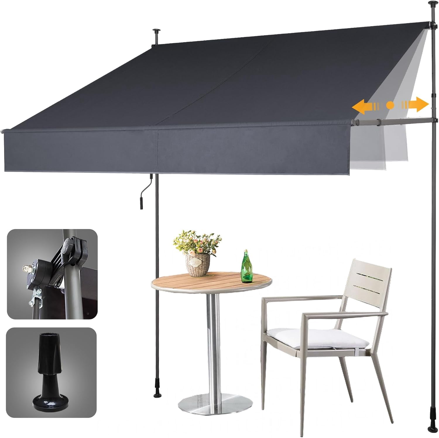 **manual retractable awning 59" w x 118" h,side bar 47-59in patio ...