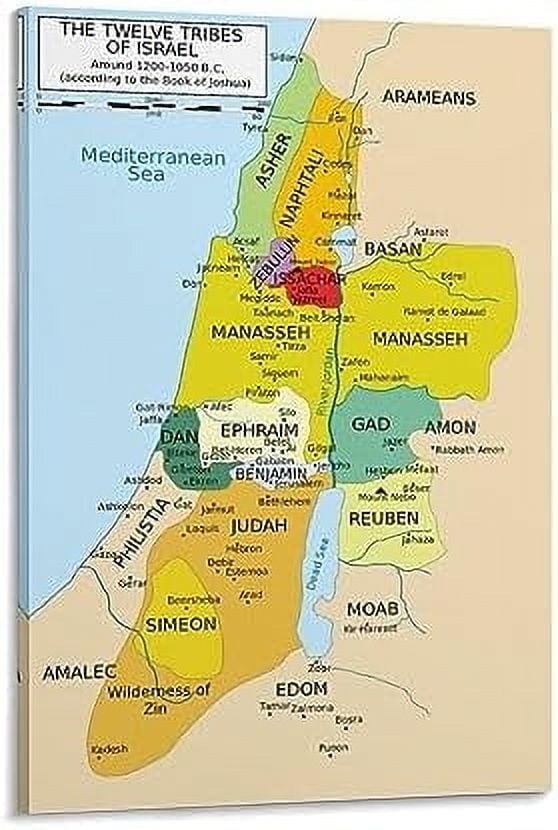 map of 12 tribes of israel fr poster decoration painting holiday art ...