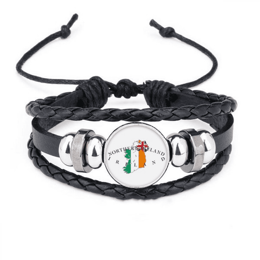 map al location northern ireland bracelet braided leather woven ...