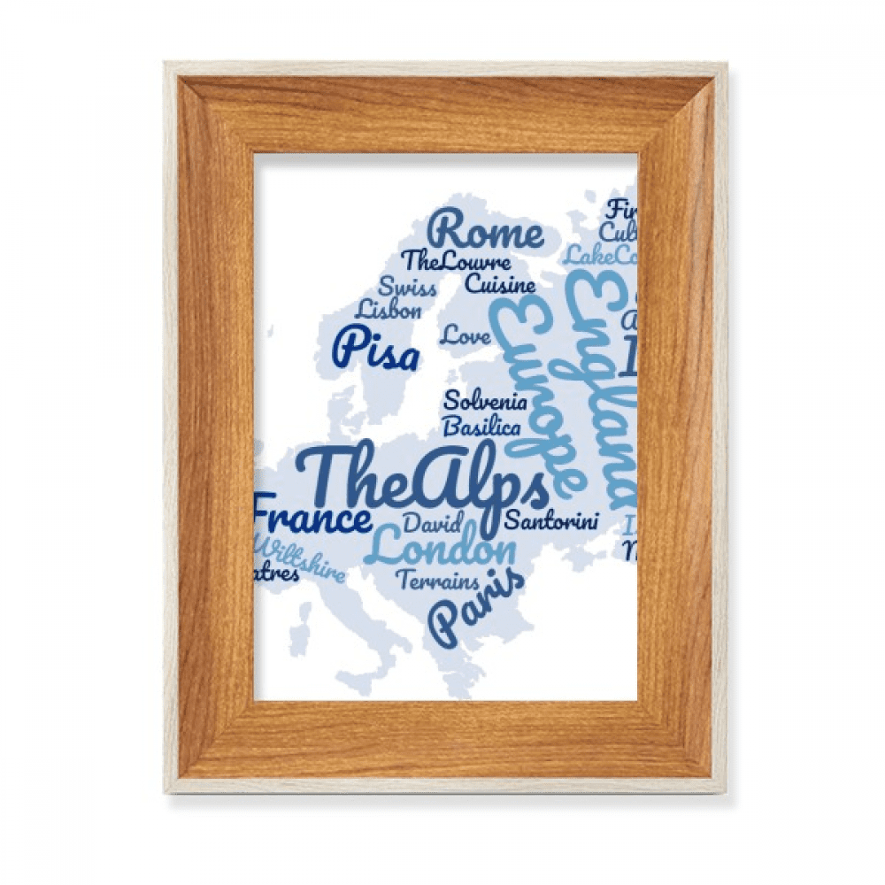 map eu landmark geography wordcloud desktop wooden photo frame display picture art painting ...