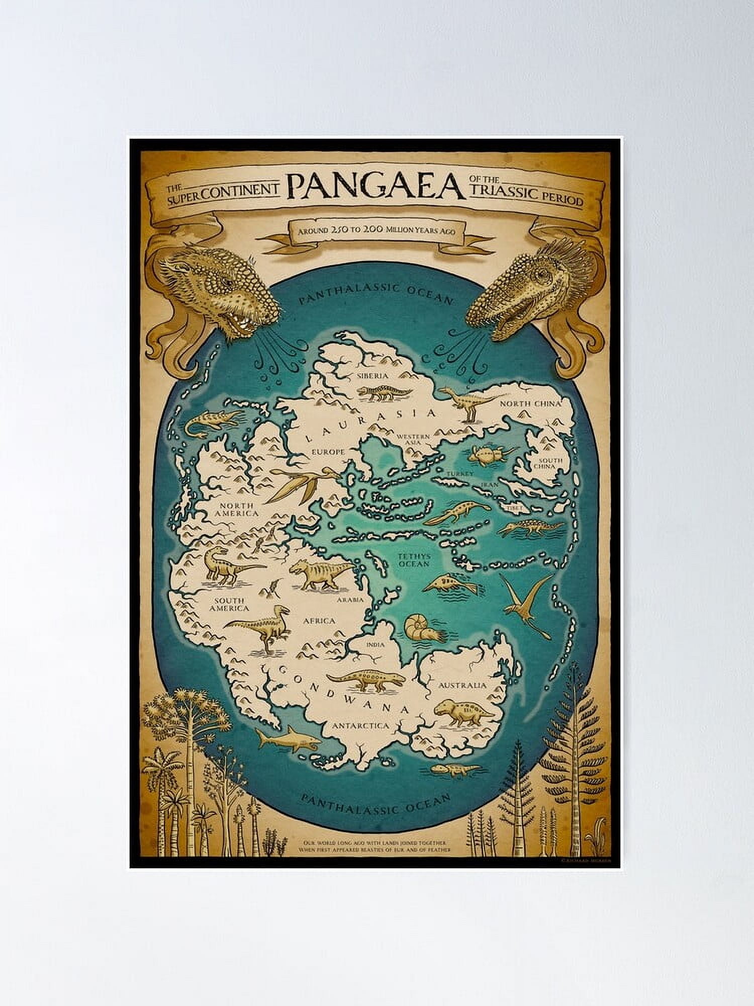map of the supercontinent Pangaea Poster - Walmart.com