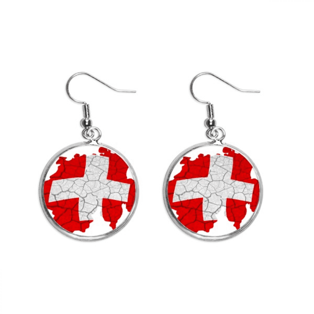 map switzerland flag pattern ear dangle silver drop ear jewelry woman ...
