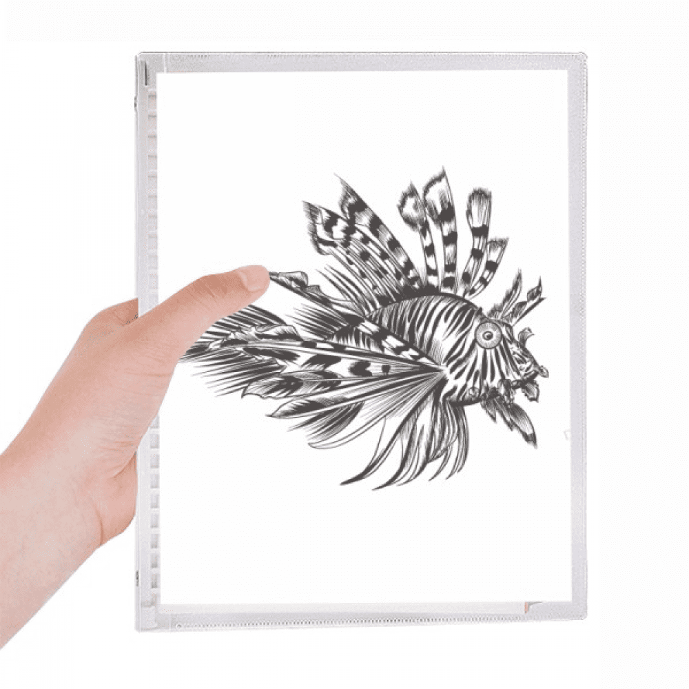 marine life black fish illustration notebook loose diary refillable ...