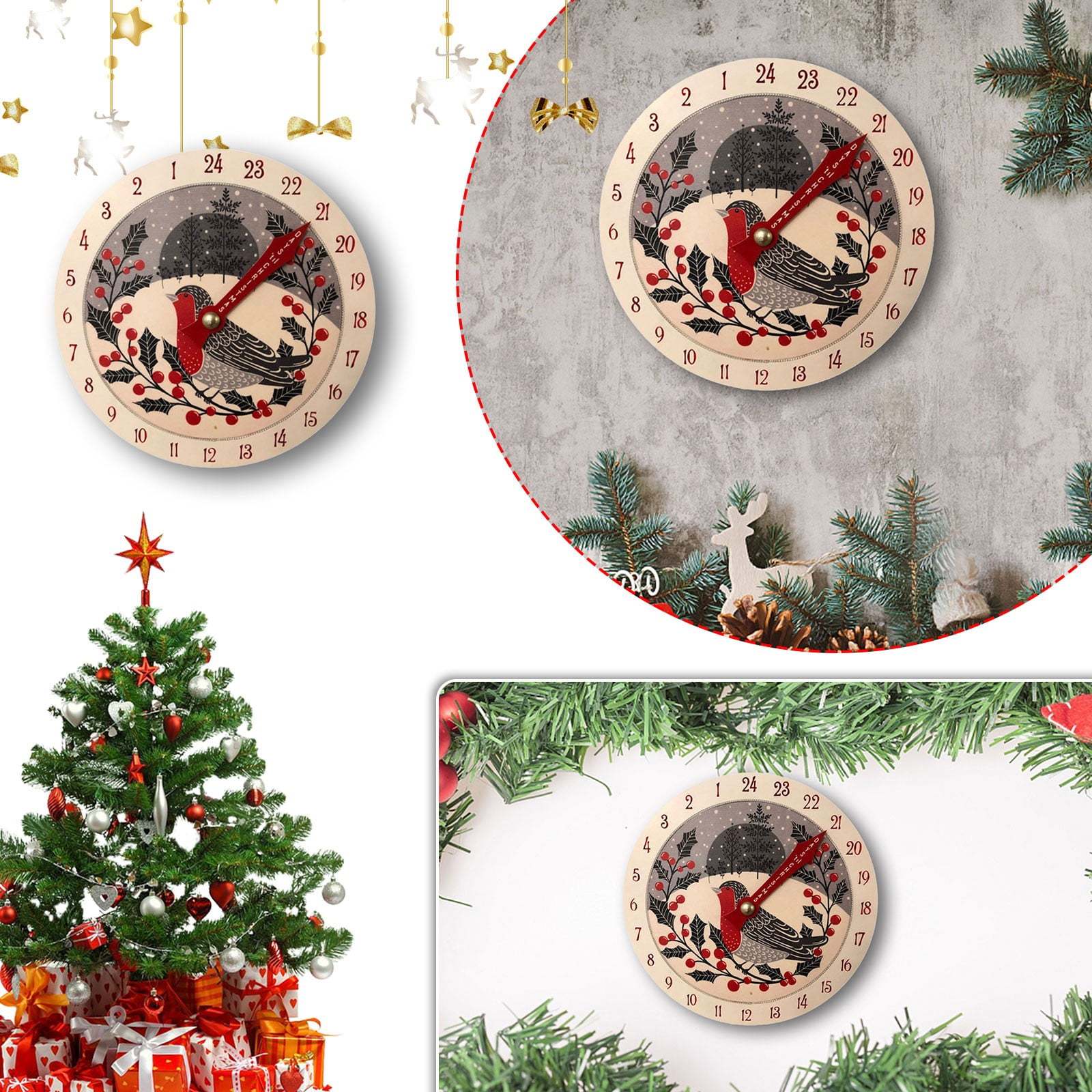 marioyuzhang Christmas Celebration Christmas Advent Calendar 11 Inch Wooden Christmas Countdown ...