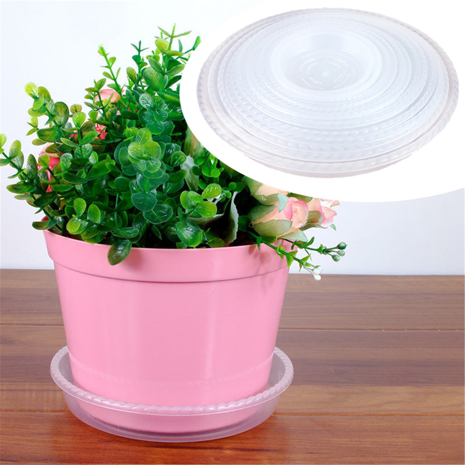 marioyuzhang Clear Saucers Flower Pot Tray Excellent with Labels for Indoor & Outdoor 4 trays ...