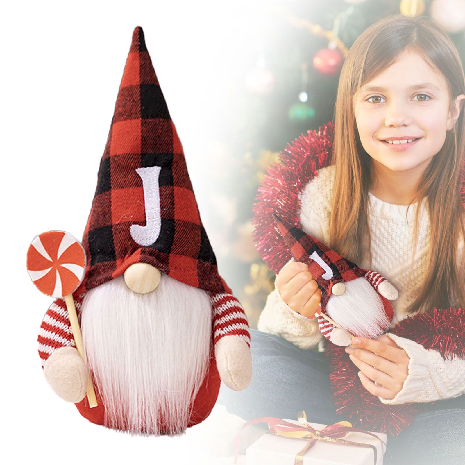 marioyuzhang Initial Christmas Ornaments Christmas Plush Gnome Desktop ...