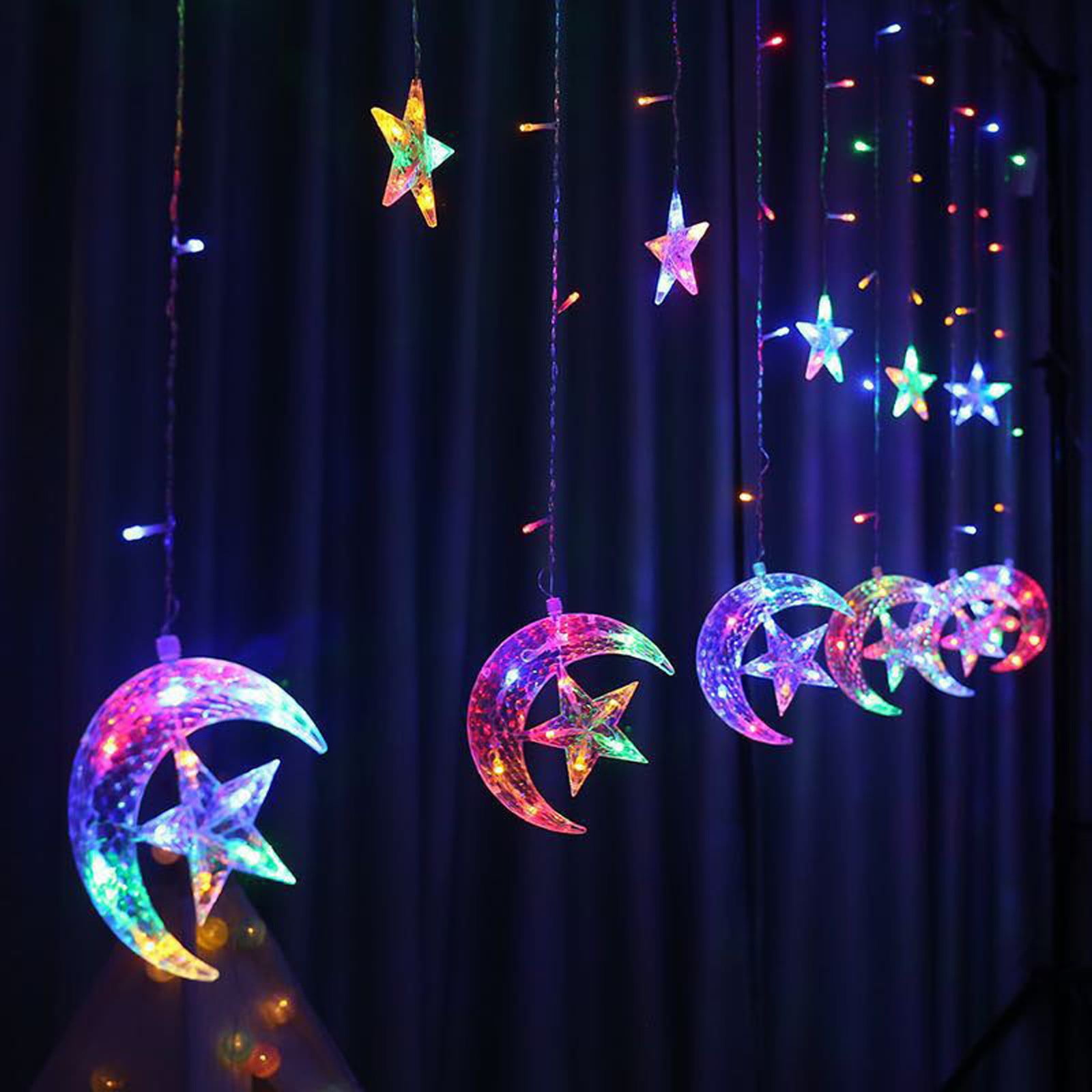 marioyuzhang Decorative Light,LED Moon Holding Star Curtain Light Room ...