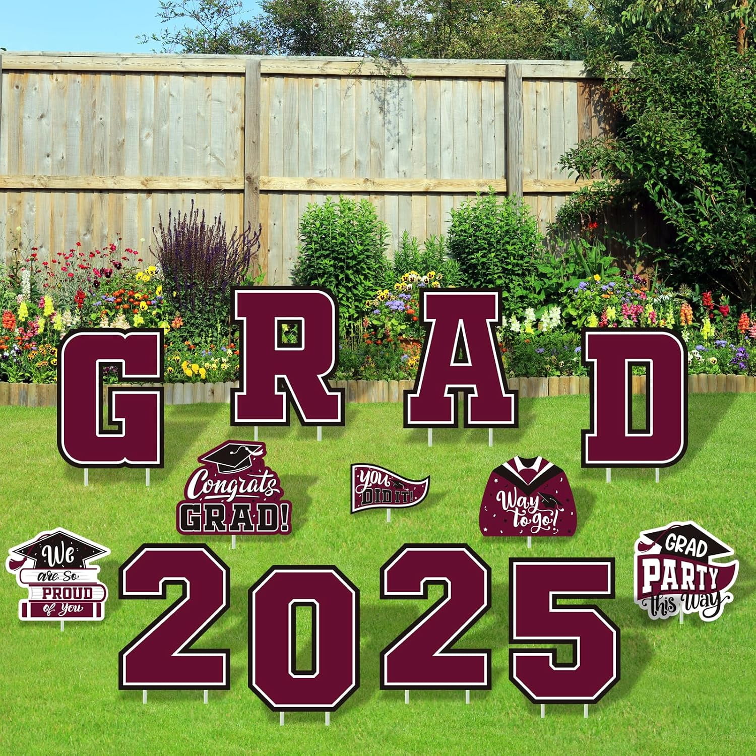 maroon Themed Graduation Decorations 2025 - Graduation Yard Signs Class ...