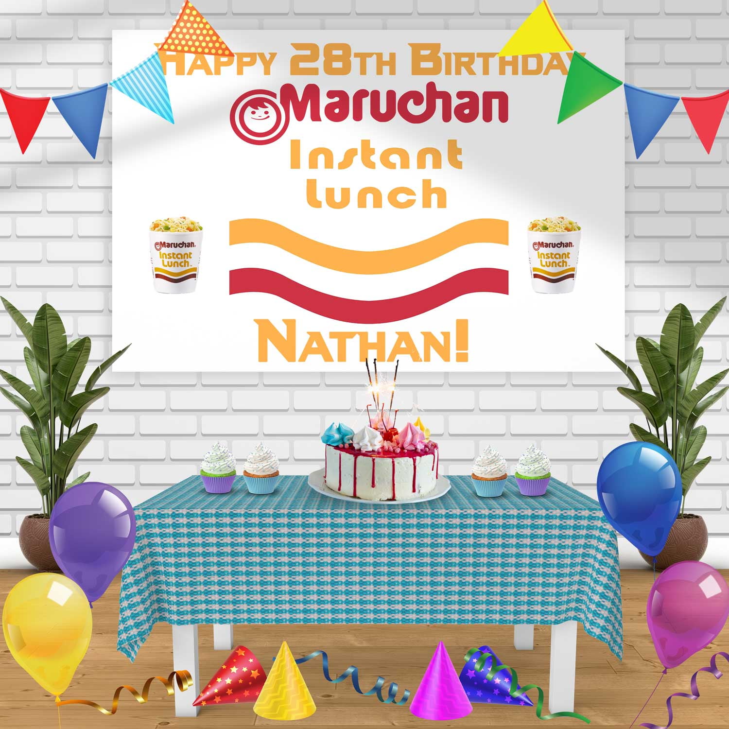 Maruchan Instant Lunch Personalized Birthday Banner, Party Backdrop ...