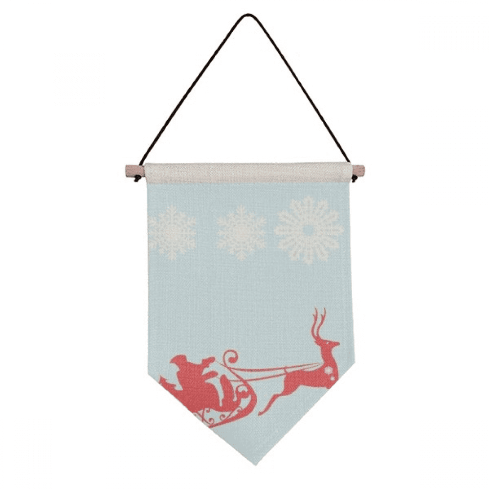 mas Elk Sled Snowflake Pattern Canvas Flag Hanging Wall Art Decor ...