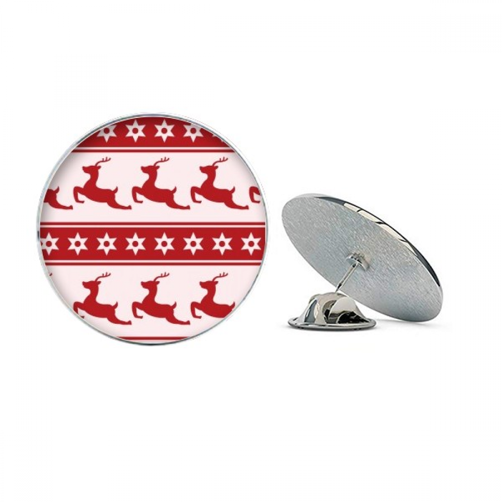 Mas Elk Star Red Festival Round Metal Tack Hat Pin Brooch