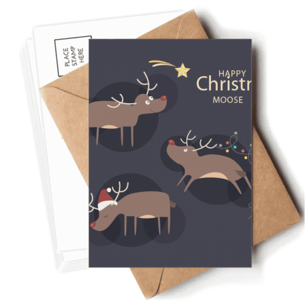 mas Reindeer Moose Pattern Postcards Envelopes Blank Note Cards Mailing ...