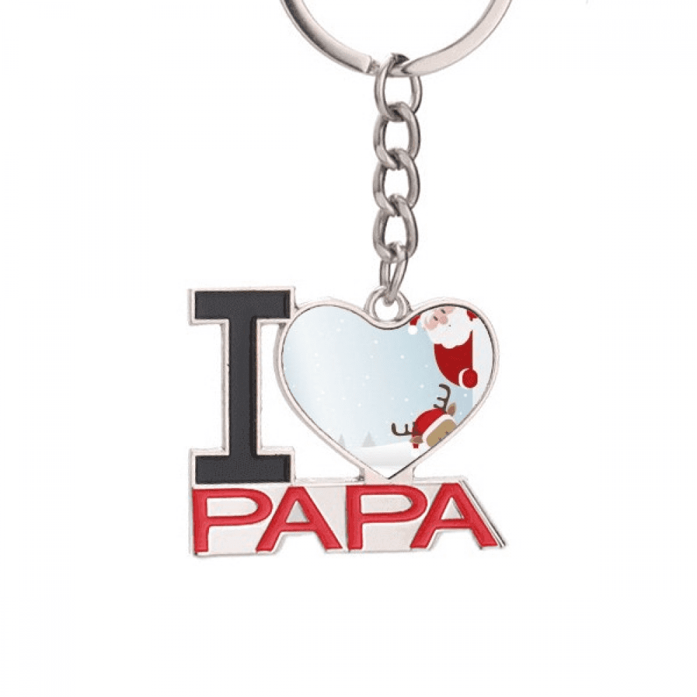 mas Santa Claus Elk Peep New Year Keychain Metal Keyring Holder Love ...