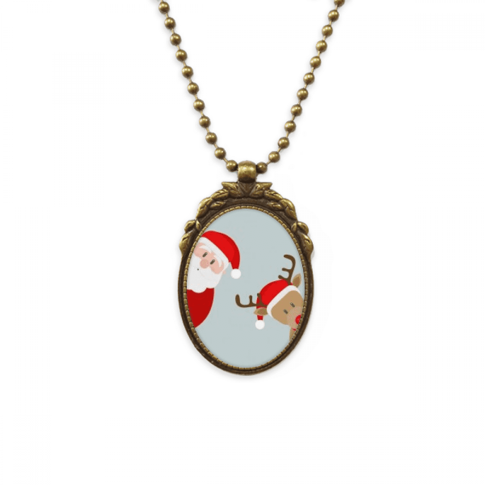 mas santa claus elk peep antique necklace vintage bead pendant keychain ...