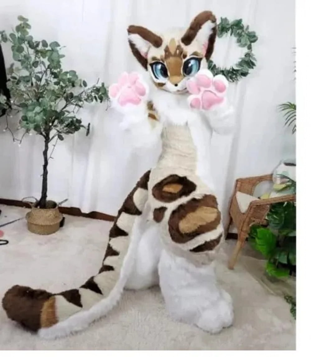 mascot Beige Husky Doll Dress Furry Youth Clothing Full Set Furry Set ...